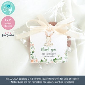 Bunny Favor Tag Girl 1st Birthday Party Gift Thank You Labels - Etsy