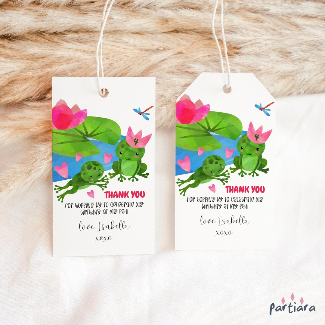 Frog Party Favor Tag Printable, Girls Birthday Picnic Tags, Nature ...