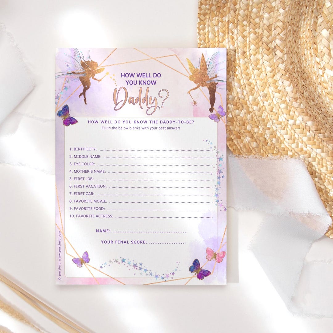 Fairy Baby Shower Game, How Well Do You Know Daddy Trivia Guessing Quiz ...