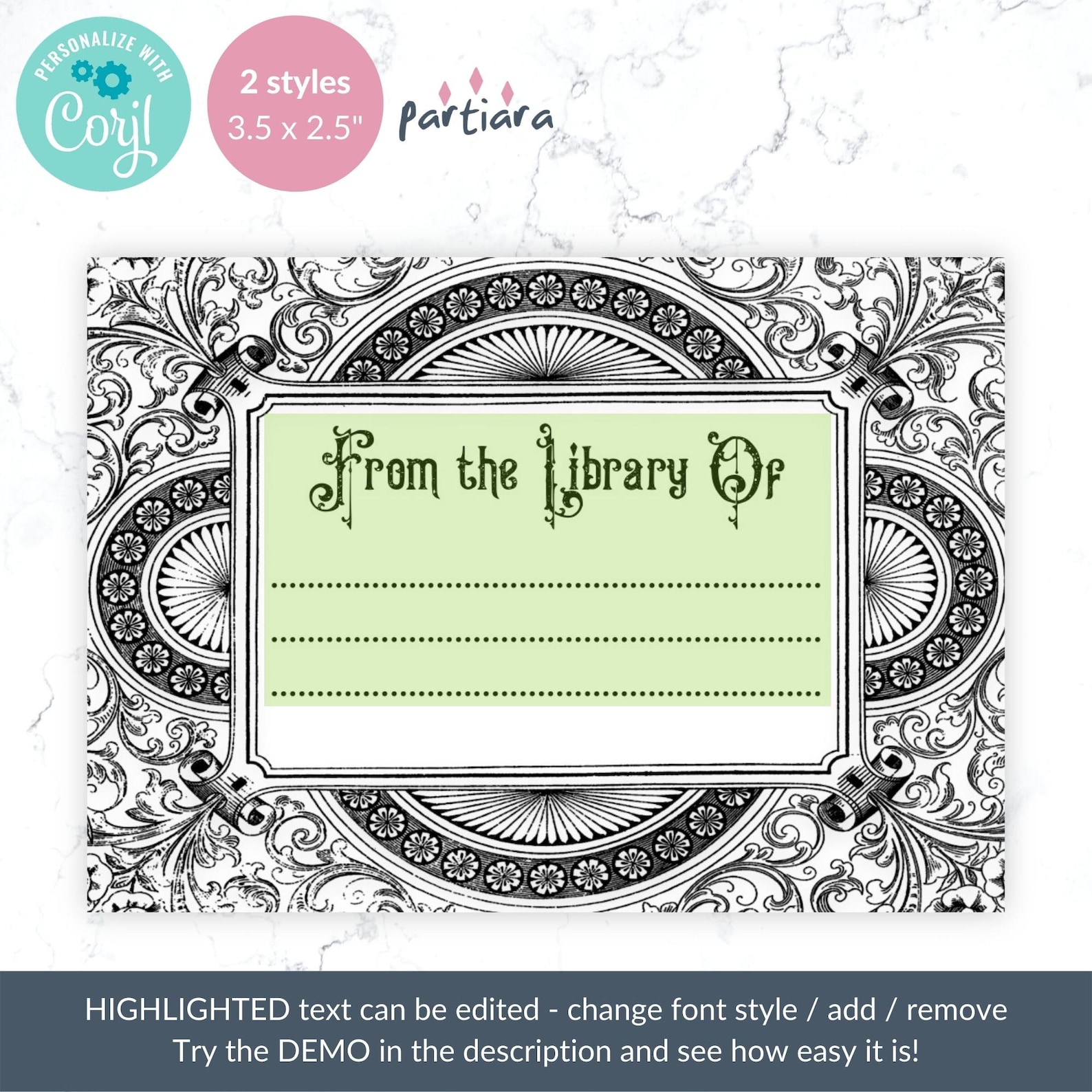 Editable Book Plate Label Template Printable Personal Library - Etsy