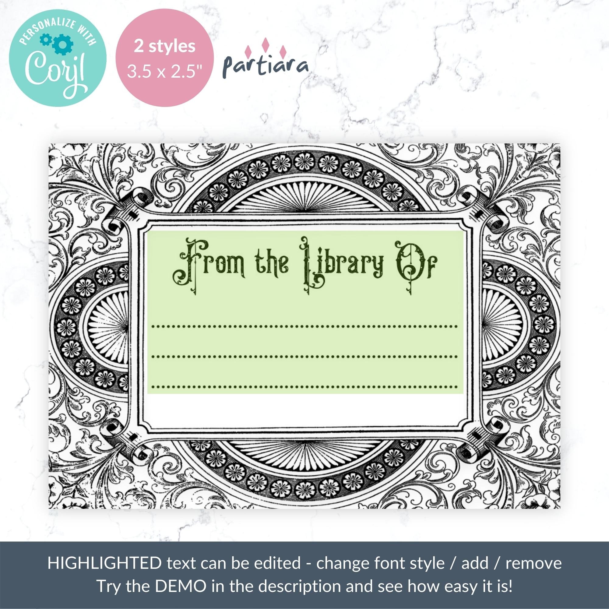 Editable Book Plate Label Template Printable Personal Library | Etsy
