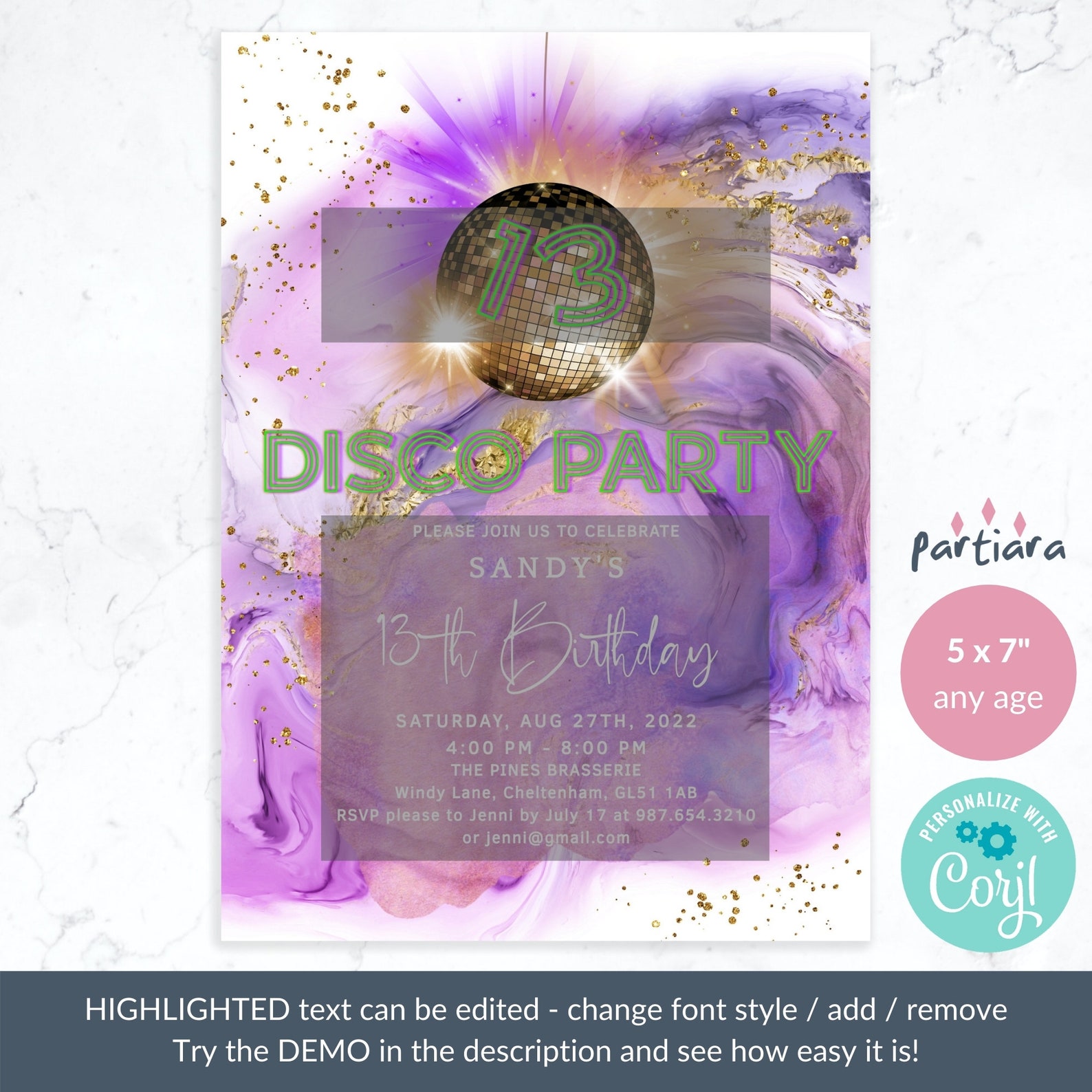 Teen Girls Disco Party Invite Birthday Disco Dance Invitation - Etsy