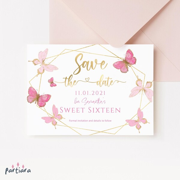 Sweet 16 Save the Date Cards - Etsy