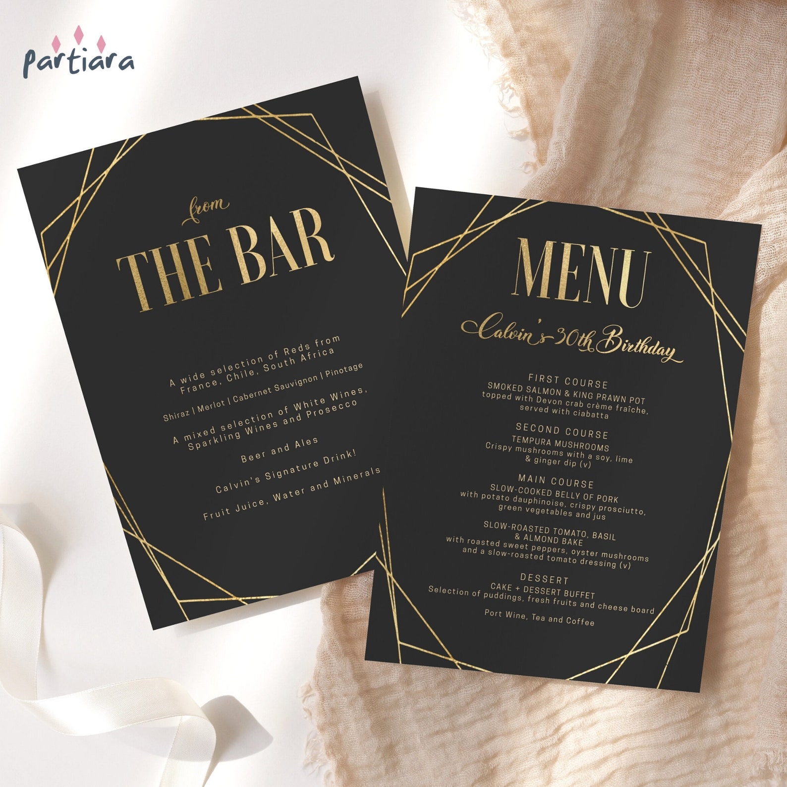 Milestone Events Menu, Food and Bar Menus Printable, Birthday or ...