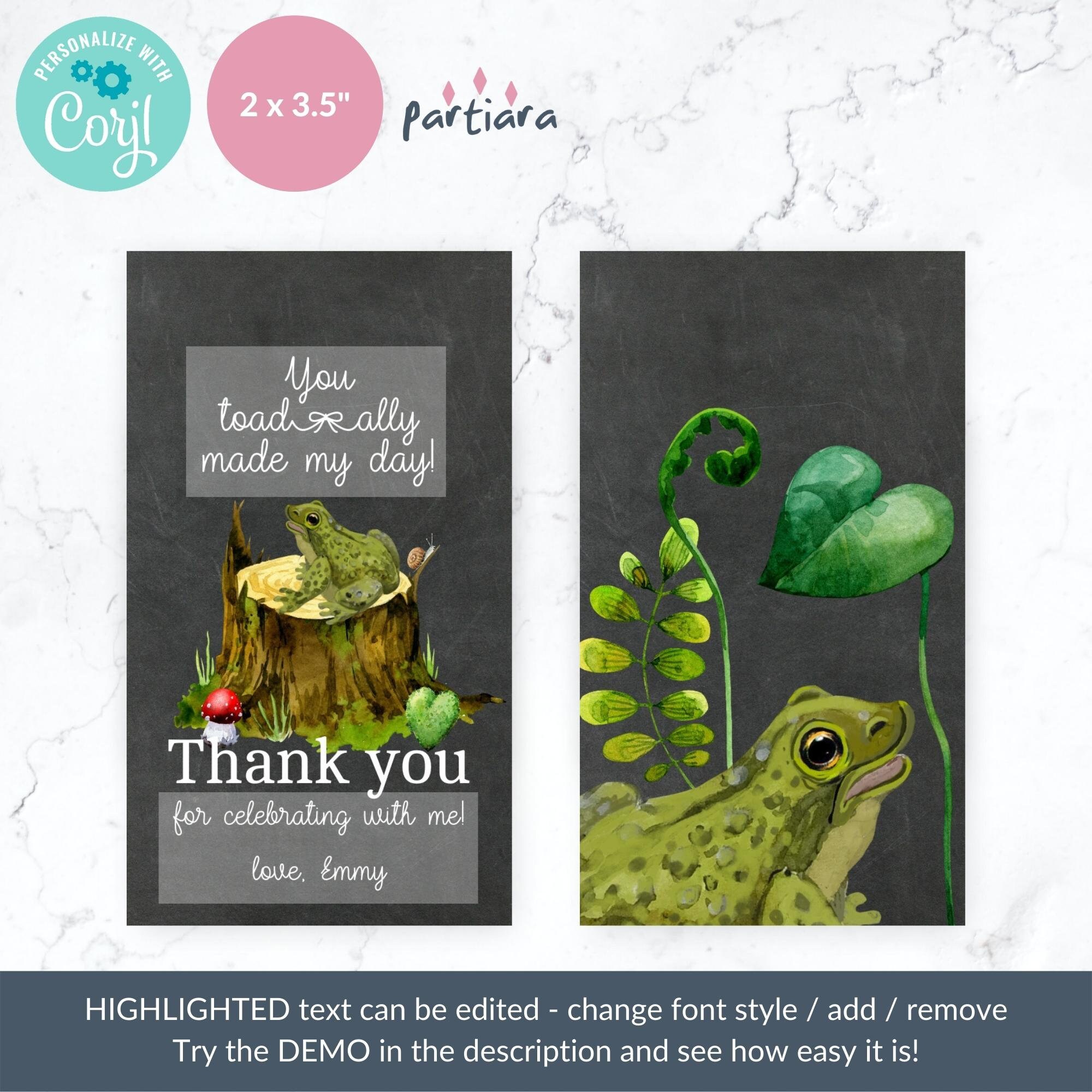 Woodland Birthday Toad Thank You Tag Printable Outdoor Forest - Etsy