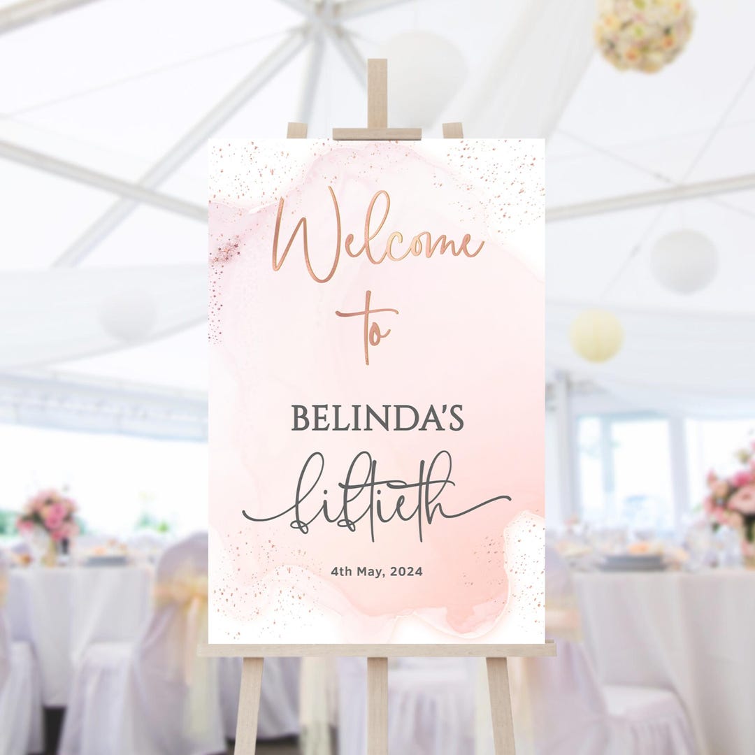 Pastel Pink Welcome Sign, Birthday Party Welcome Poster Printable ...