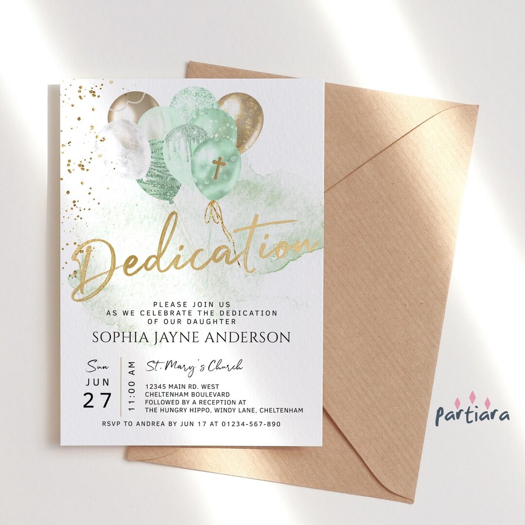 Editable Dedication Invite Boy Girl Dedication and 1st Birthday ...