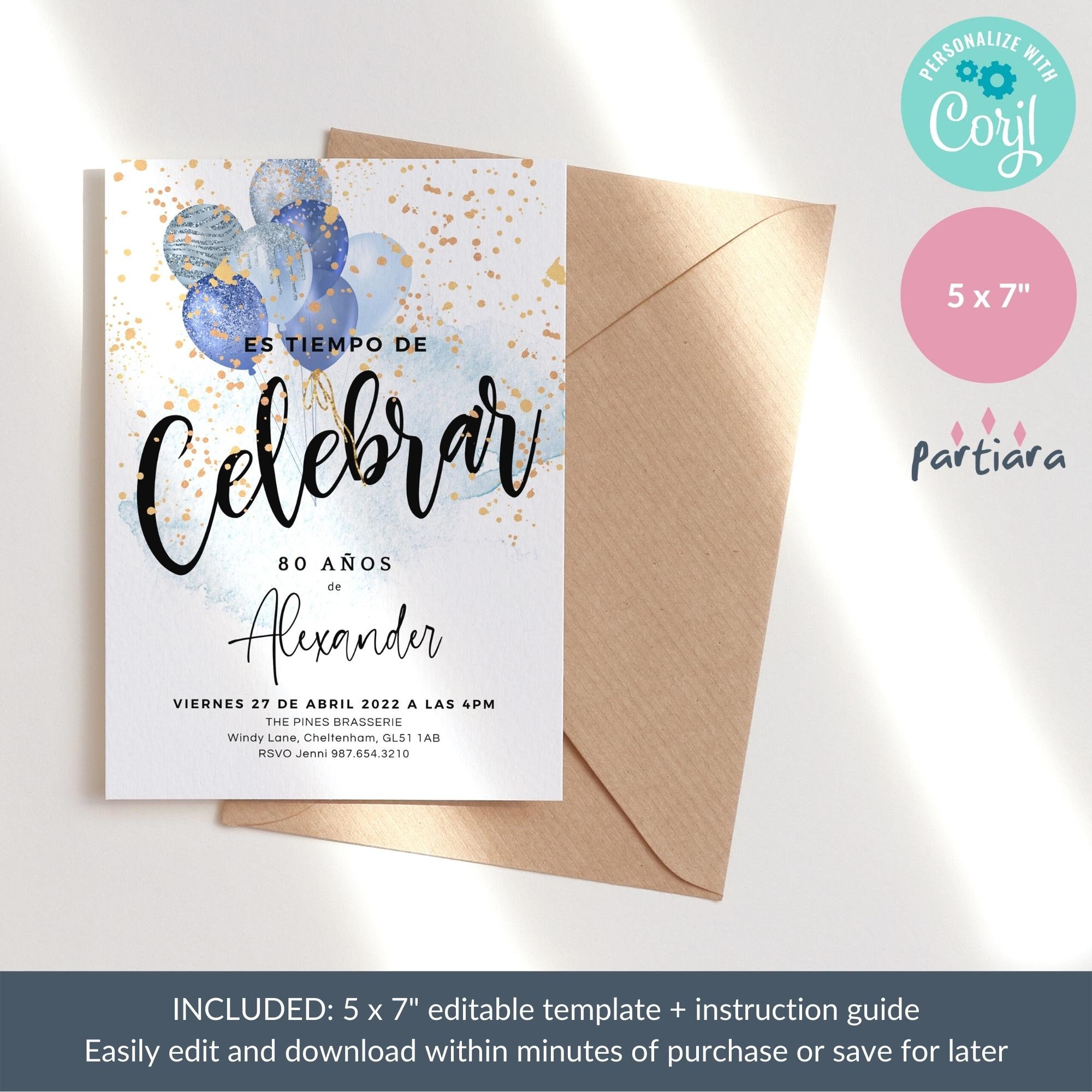 Spanish Invitation Birthday Celebration Party Invites for Men - Etsy