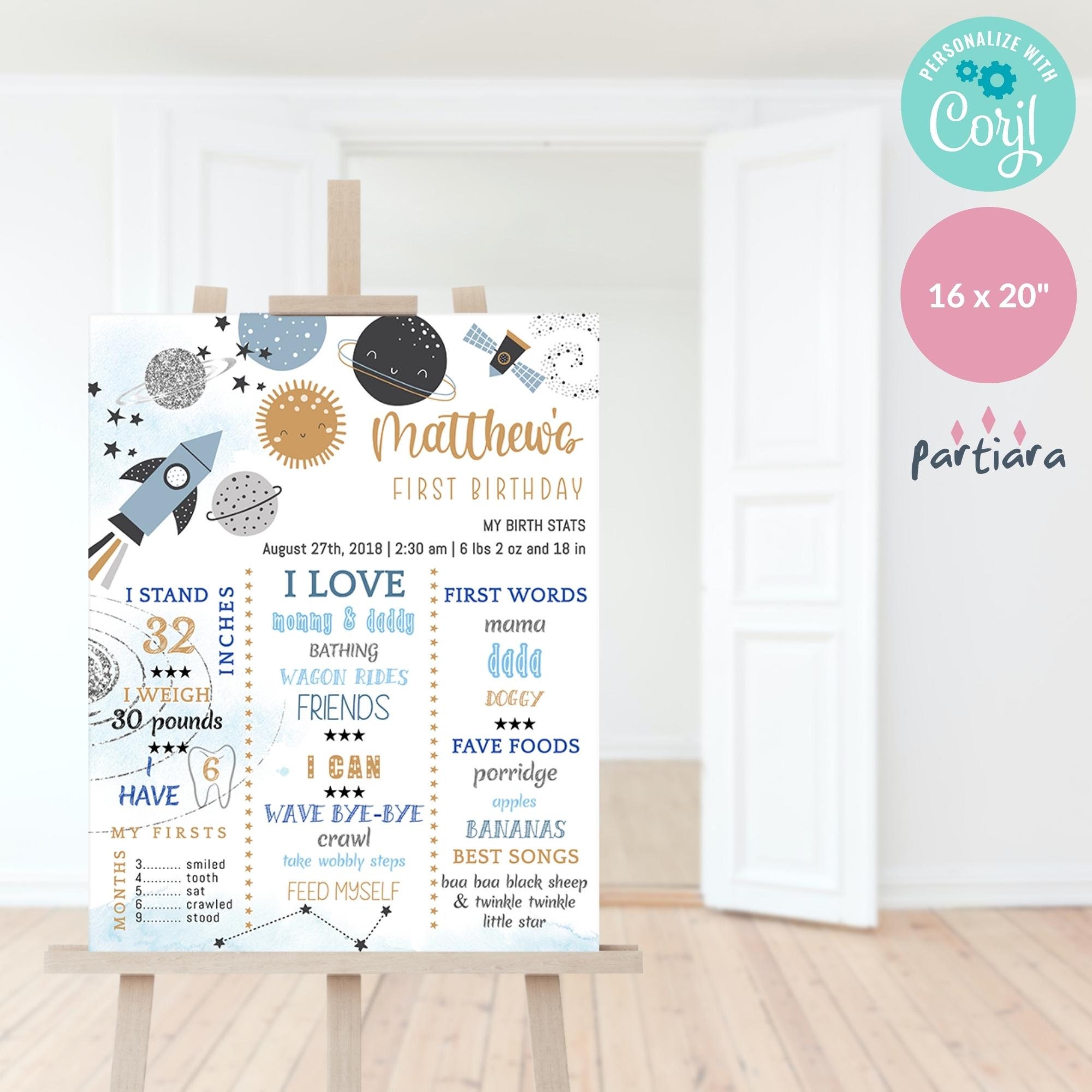 1st Birthday Space Party Milestone Sign Boy's Outer Space - Etsy