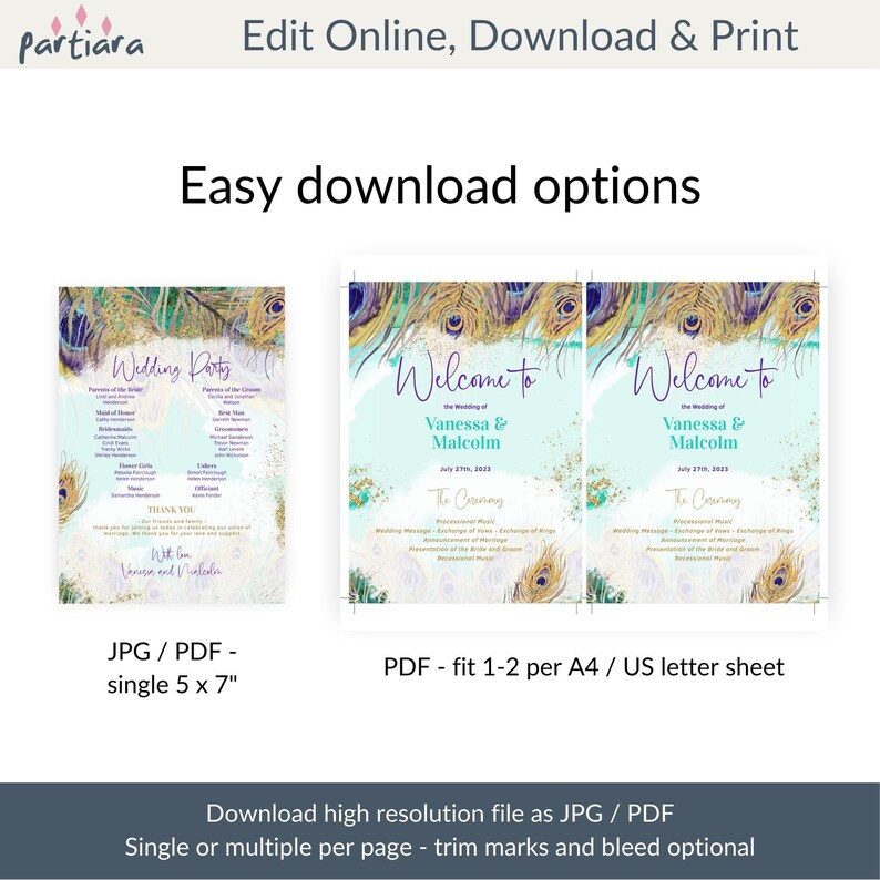 Editable Wedding Ceremony Program Reception Event on the Day - Etsy