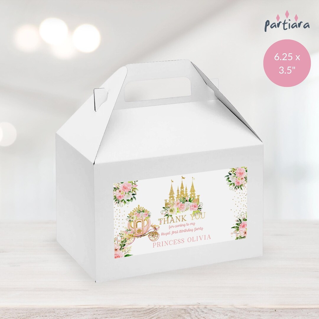 Princess Birthday Goodie Box Label Template, Gable Labels Printable ...