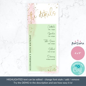 Pastel Birthday Program Card Template, Teen Girls Party Details ...