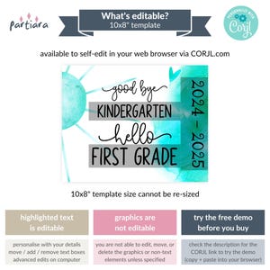 Back to School Sign Printable, Goodbye Kindergarten Hello First Grade ...
