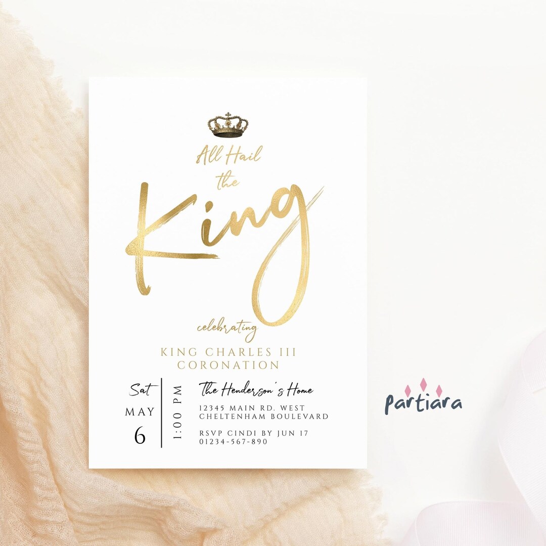 Gold Kings Coronation Invitation Digital Download All Hail the King ...