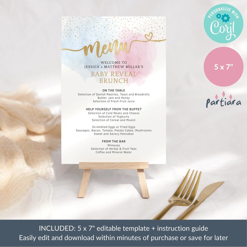 Editable Baby Menu Card Baby Shower Menus Gender Reveal Party - Etsy