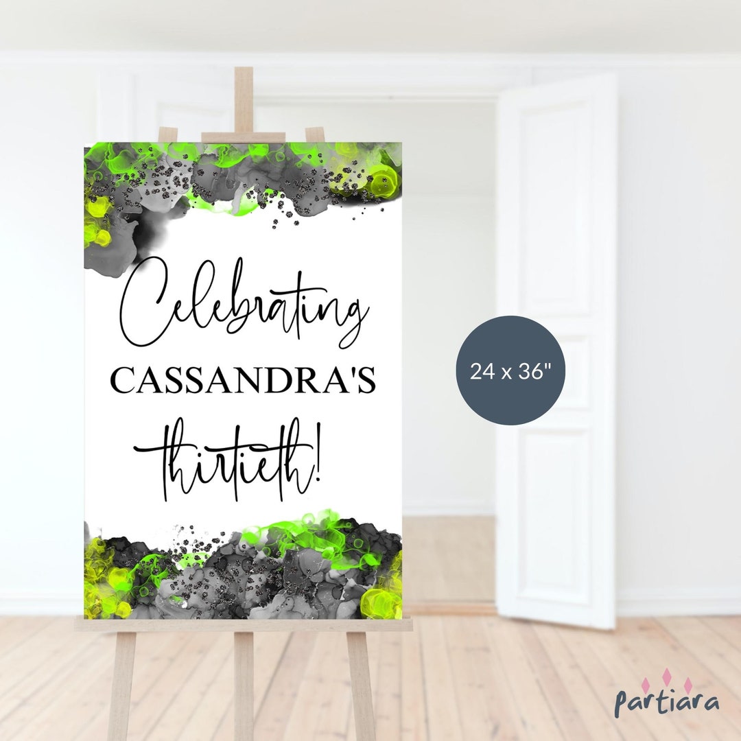 Lime Green Welcome Sign, Birthday Dinner Welcome Poster Printable, Teen ...