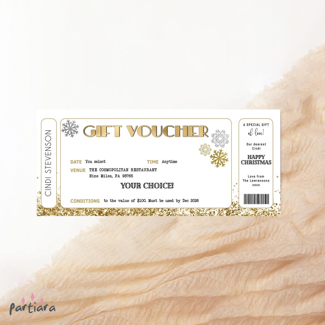 Christmas Gift Voucher Template: Winter Holidays Gifting Idea, Surprise ...