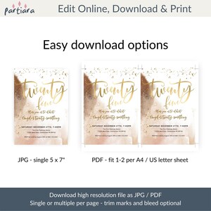Ladies Twenty Fine 20th Birthday Invitation Brown and Gold Melanin ...