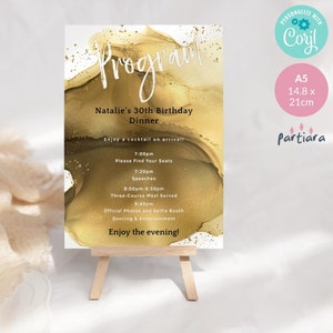 All White Gold Program Card Ladies Birthday Retirement Party Printable ...