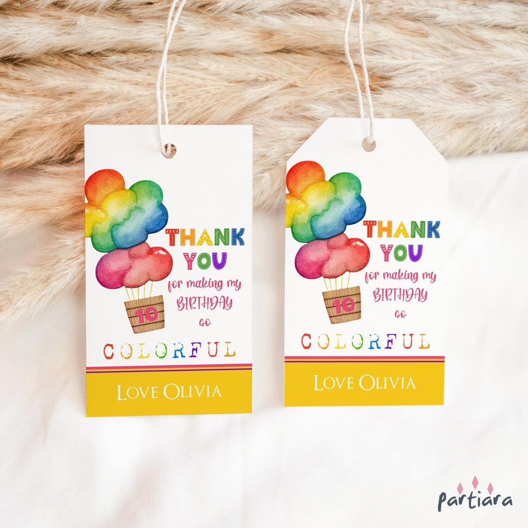 Birthday Treat Tag, Rainbow Favor Gift Tags Printable, Girls Teacher ...