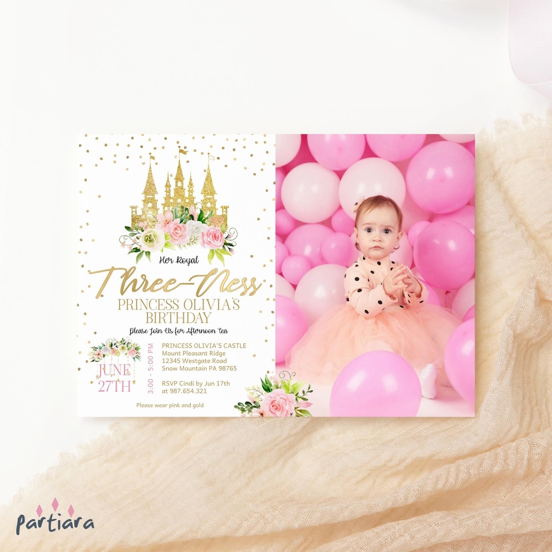 Her Royal Threeness Invitation Template, Girls 3rd Birthday Princess ...