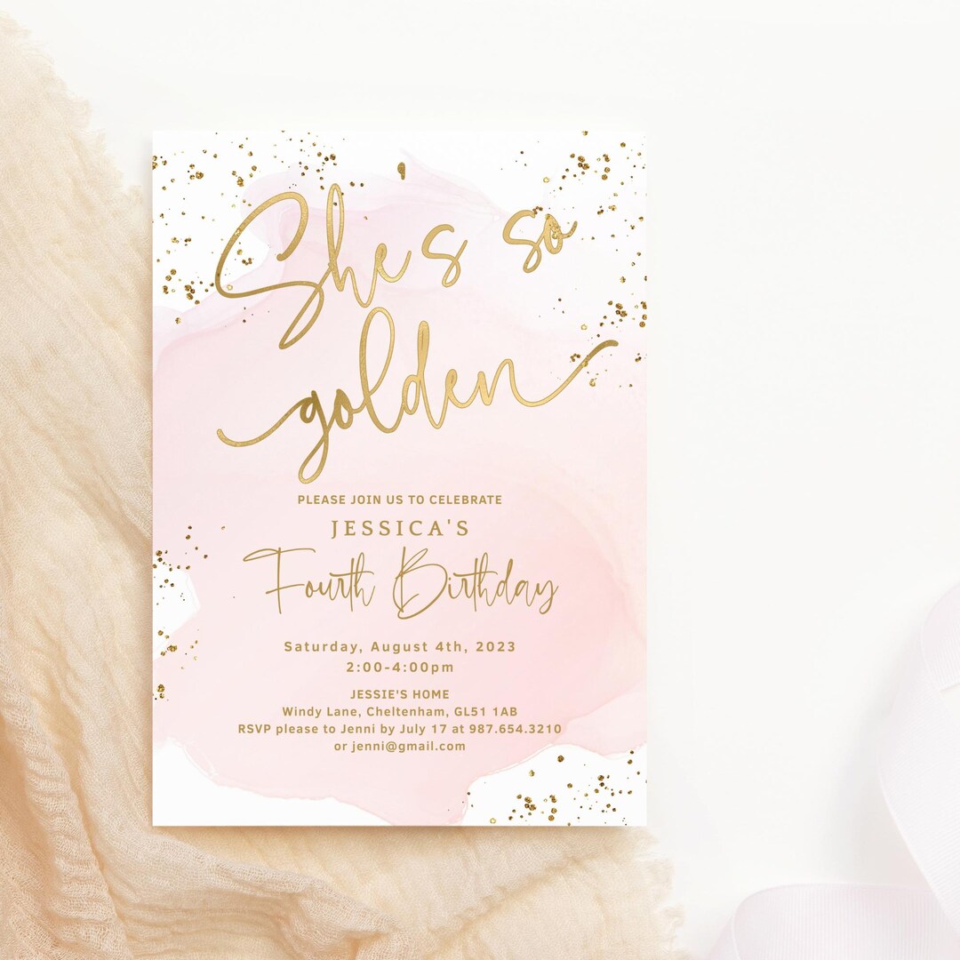 She's so Golden Invite Birthday Invitations for Girls Teens or Ladies ...