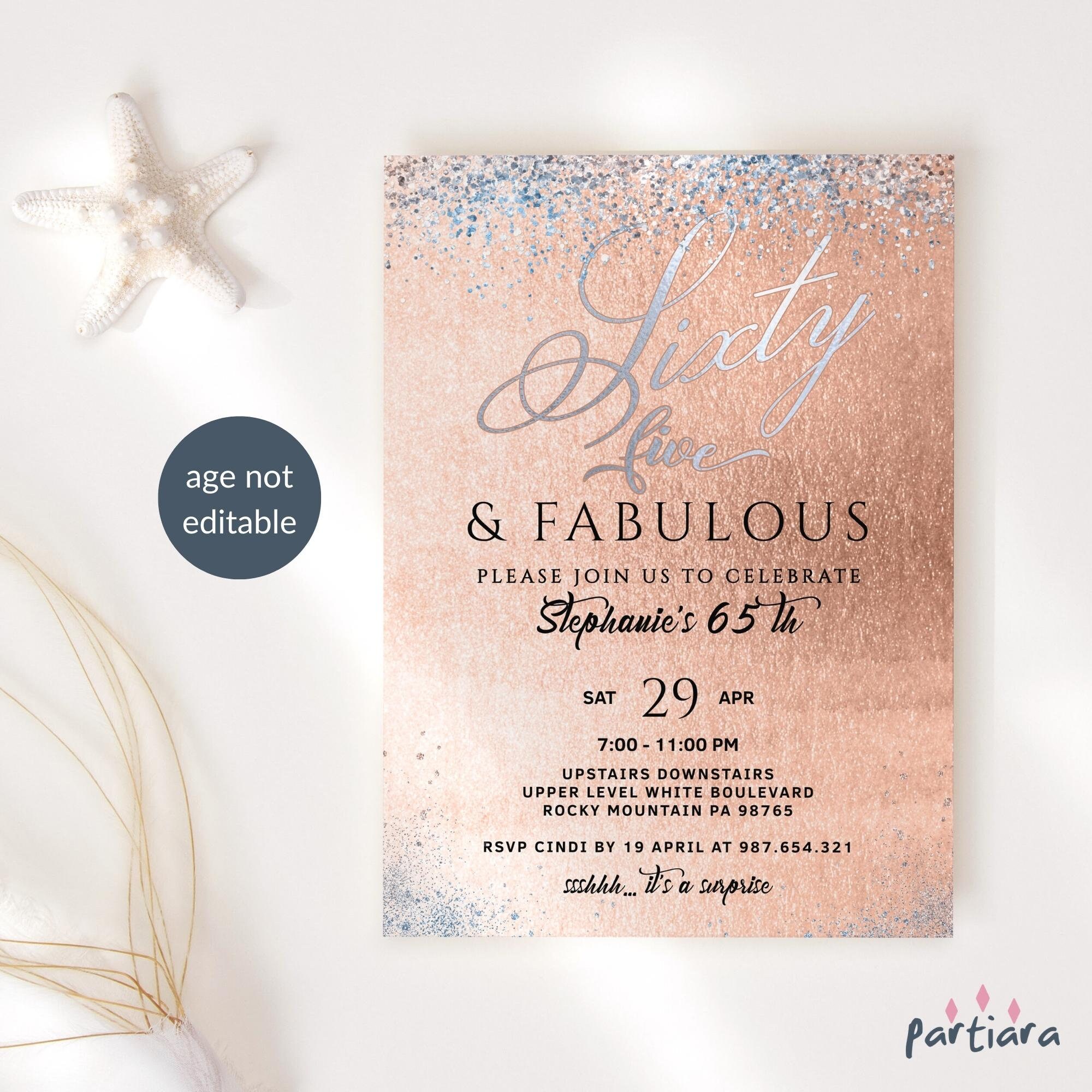 Surprise 65th Birthday Invitations Rose Gold - Etsy