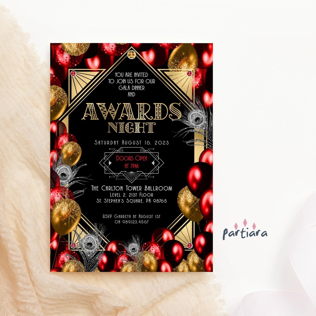 Awards Evening Invitation, Award Night Party Invite Printable, Great ...