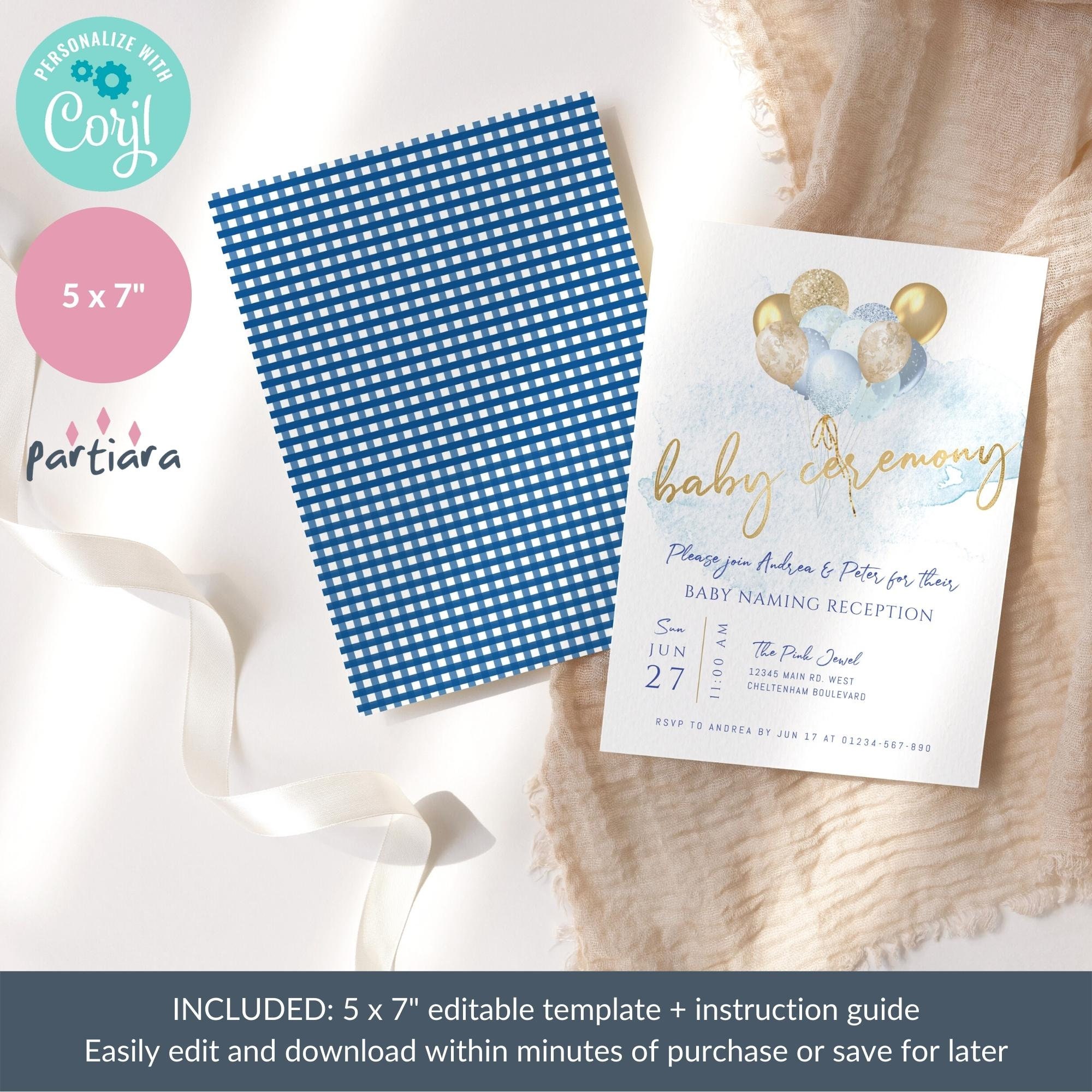 Boy Baby Ceremony Invitation Printable Naming Day Celebration - Etsy