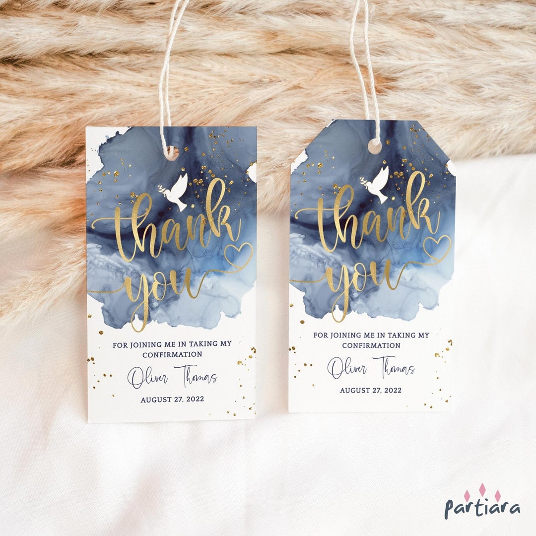 Confirmation Favors Tag, Thank You Party Gift Tags Printable for Boys ...
