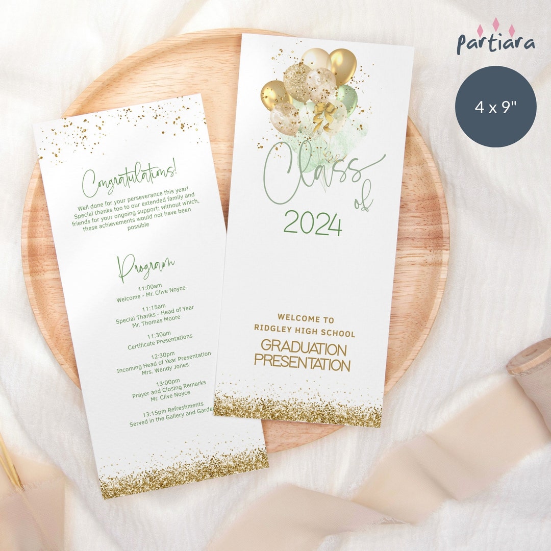 Graduation Party Program Cards Printable, Class of 2024 2025 Table ...