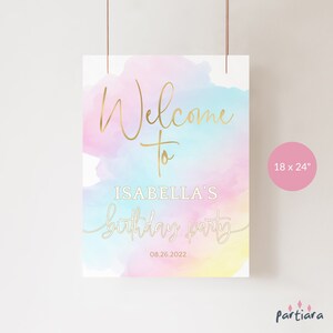 Pastel Rainbow Birthday Welcome Sign Printable Baby Girl's 1st Party ...