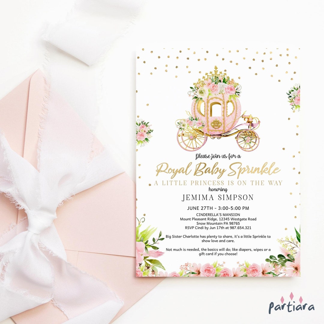 Princess Baby Sprinkle Invitation Girl Fairytale Baby Sprinkle Party ...