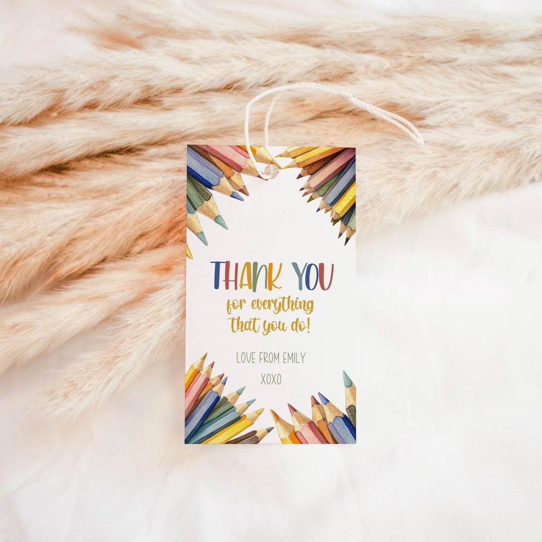 Editable Teacher Appreciation Tag Template, Teachers Thank You Gift ...