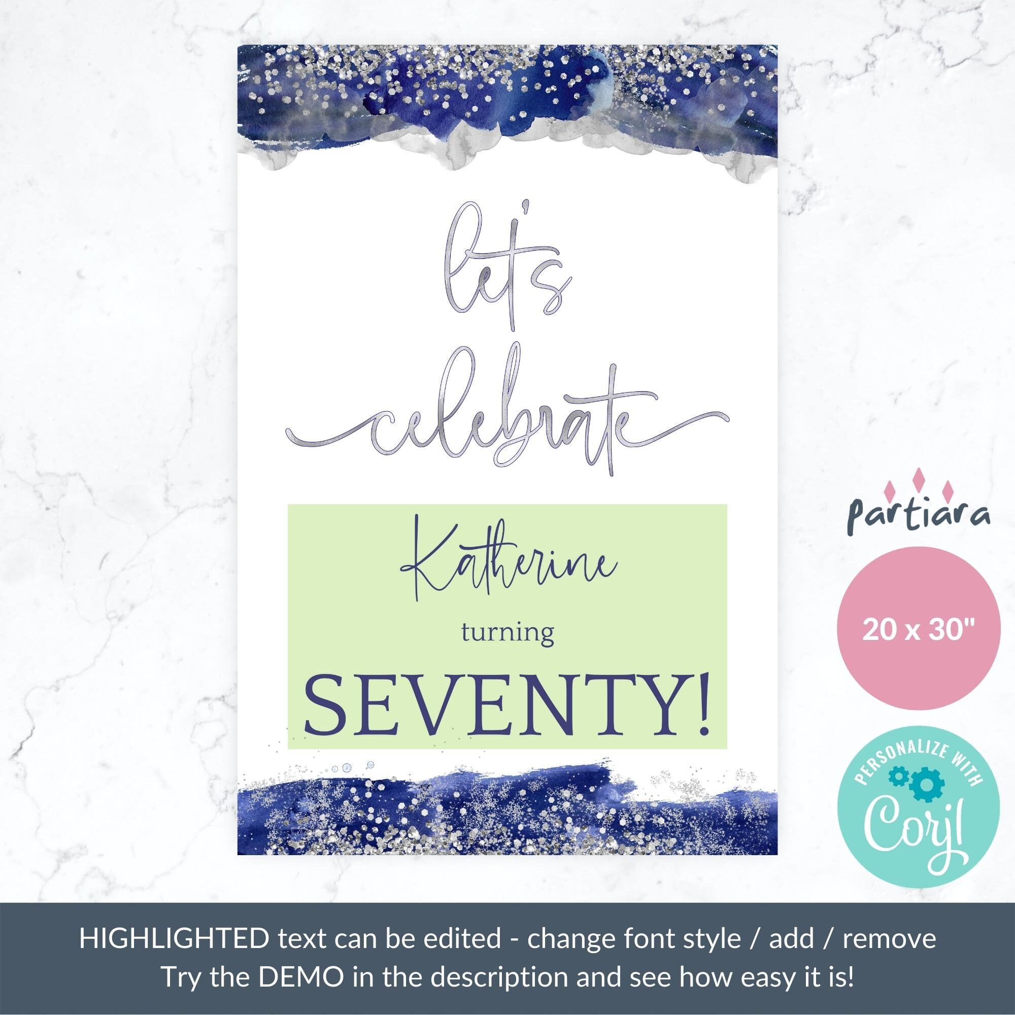 Blue Silver Birthday Party Welcome Sign for Men Printable - Etsy