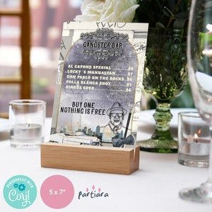 Signature Drinks Menu Mens Gangster Theme Mafia Dinner Party Bar Table ...