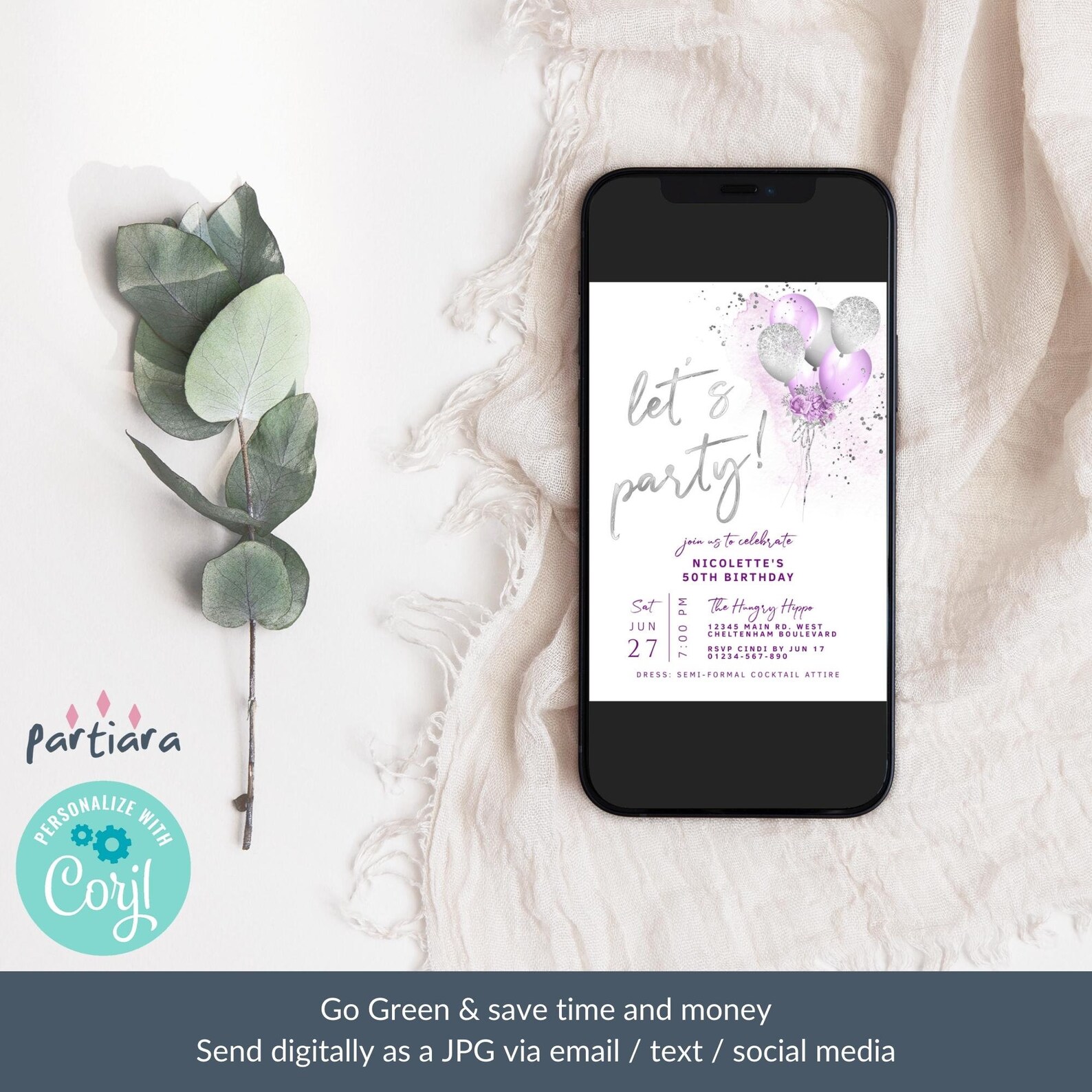 Lavender Birthday Invitation Ladies Dinner Party Printable, Pastel ...
