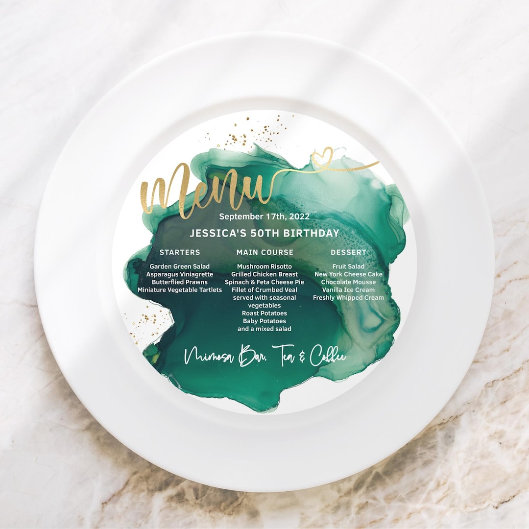 Menu Plate Insert, Birthday Menus Charger Editable Template, Ladies ...