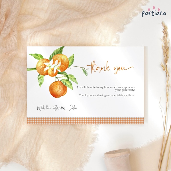 Orange Blossom Thank You Card - Etsy