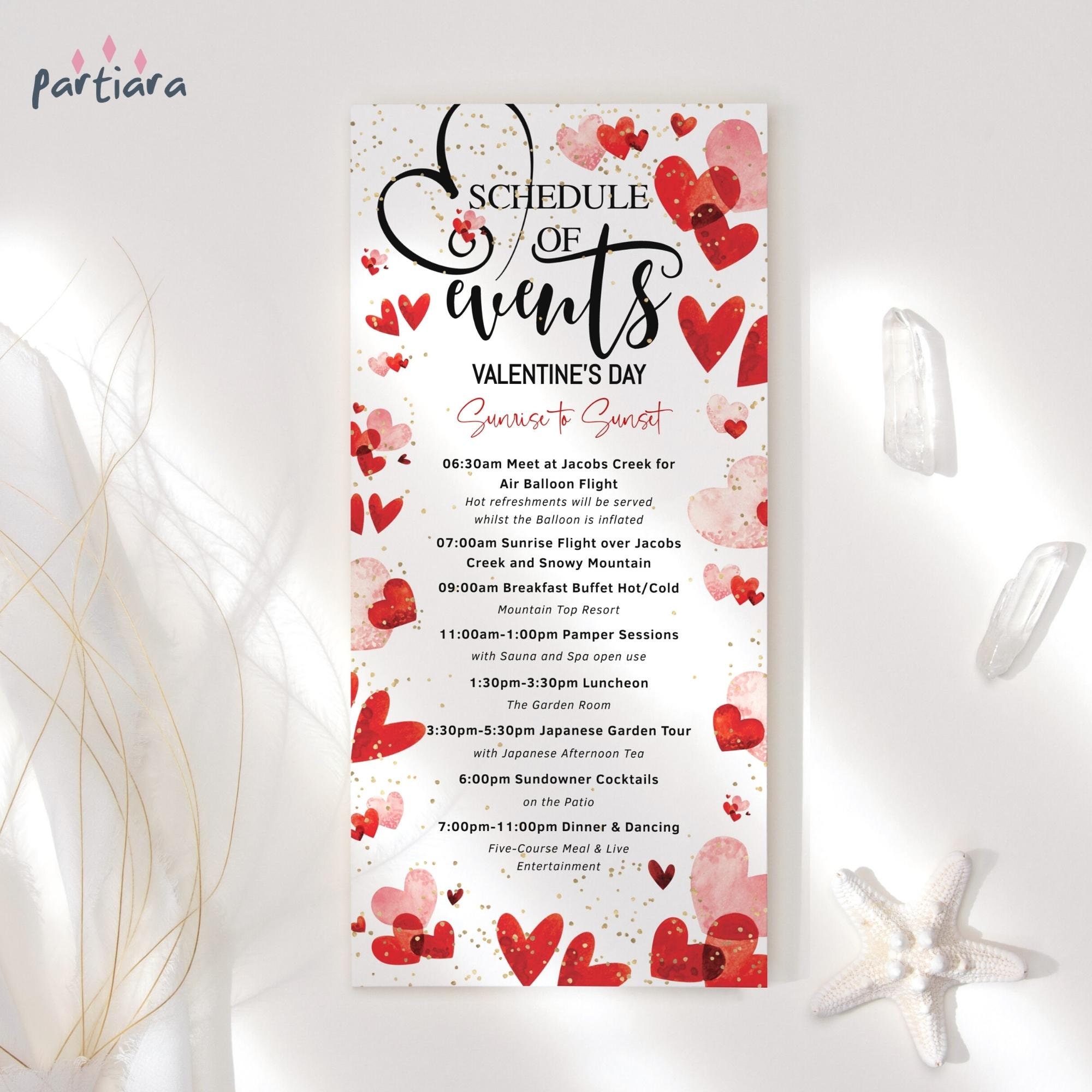 Schedule of Events Valentines Day Party Itinerary Program - Etsy