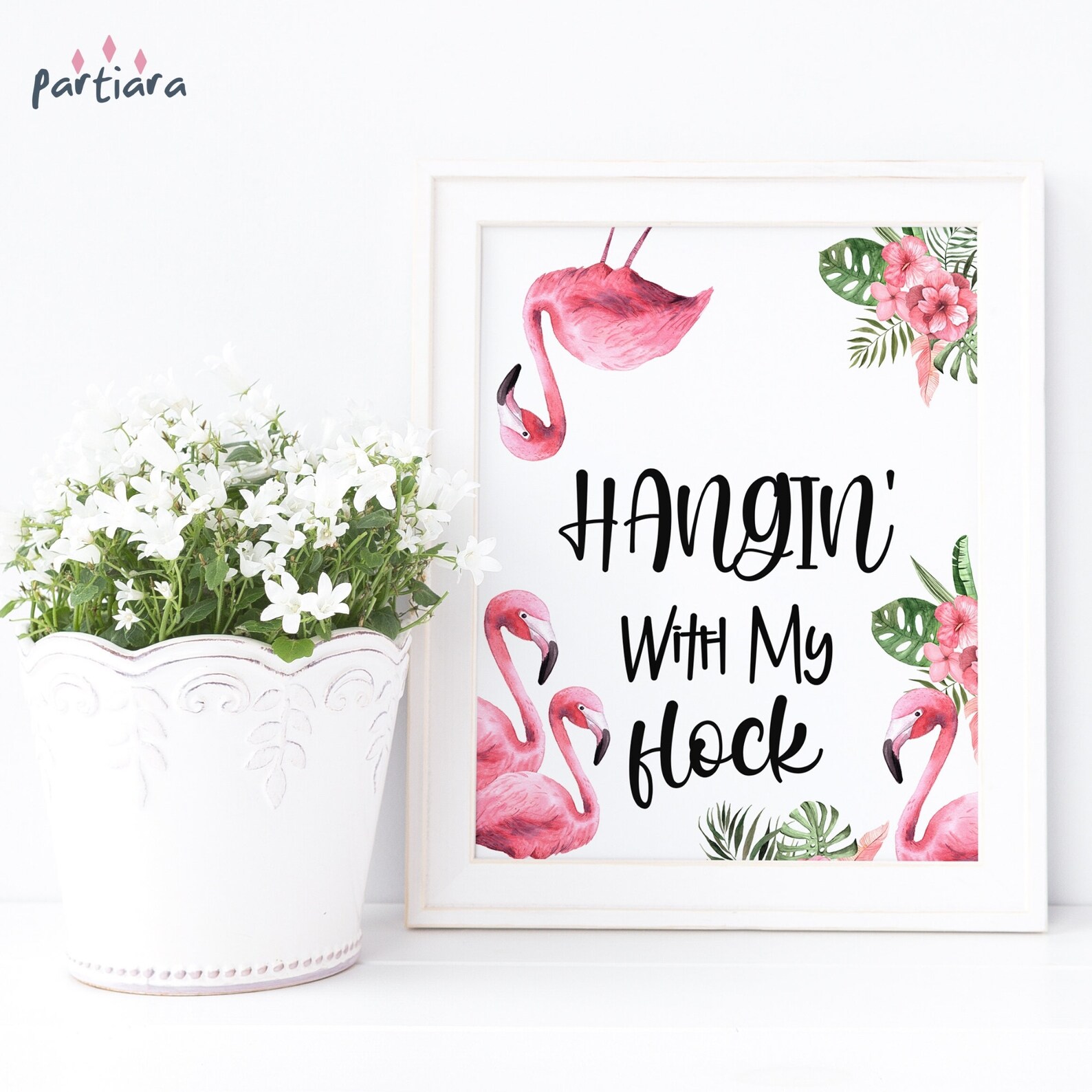 Flamingo Birthday Sign, Hanging With My Flock Table Poster Decoration ...