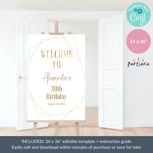 Editable Gold Welcome Sign 24x36 Easel Welcome Board Printable Ladies ...
