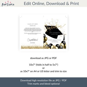 Graduation Program Self Editable Black and Gold College High School or ...