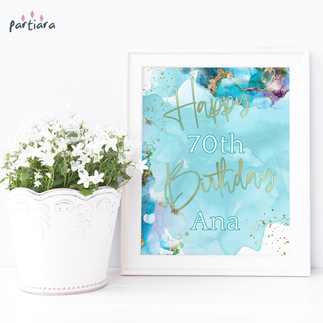 Happy Birthday Table Sign Printable, Beach Theme Party Poster Decor ...