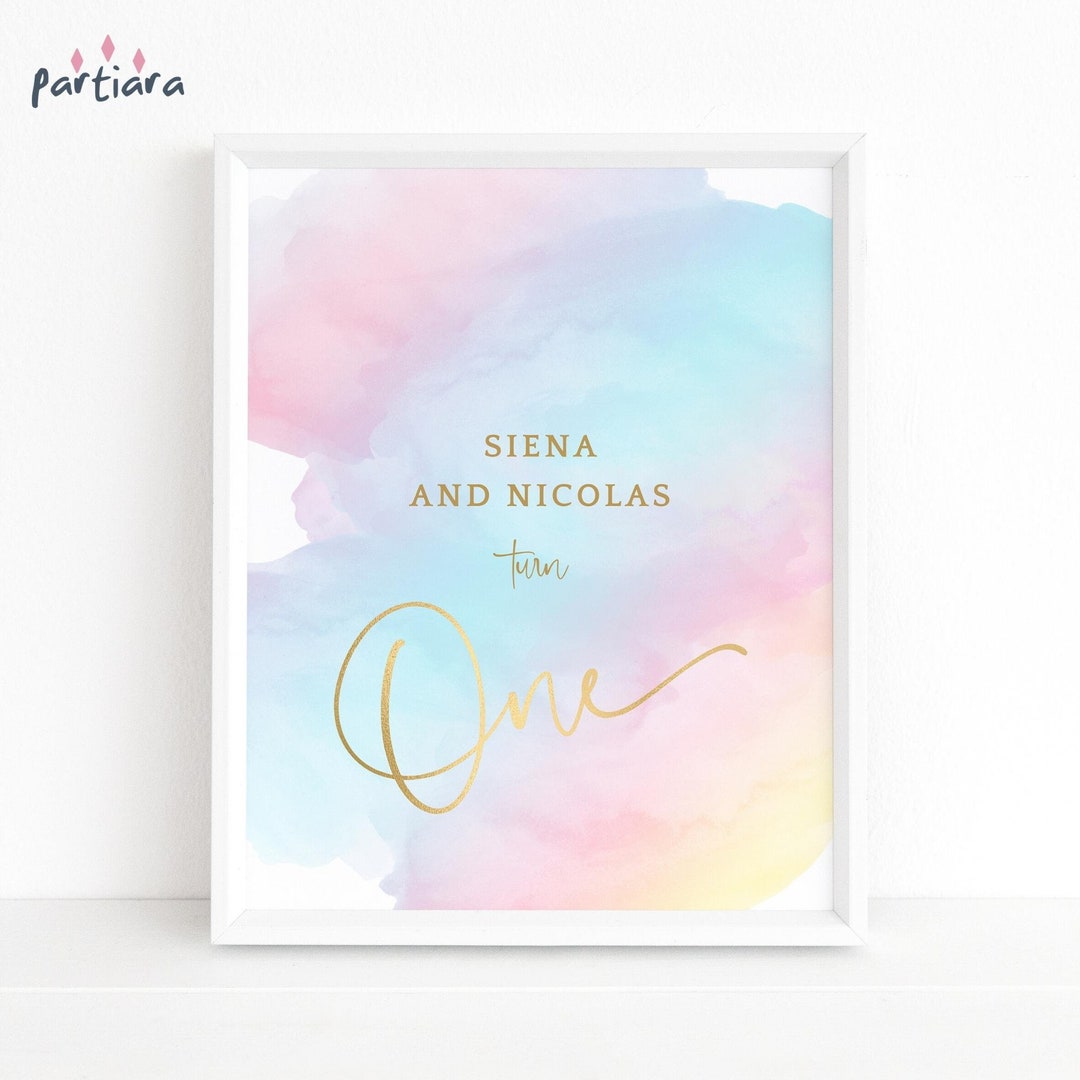 Girls 1st Birthday Decoration Rainbow One in a Million Sign, Welcome ...