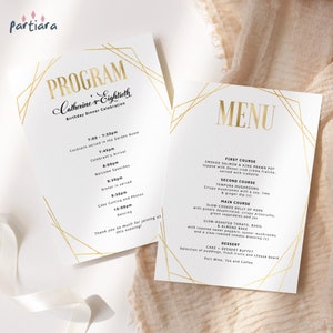 Program and Menu Card Editable Template, Birthday Dinner Party Table ...