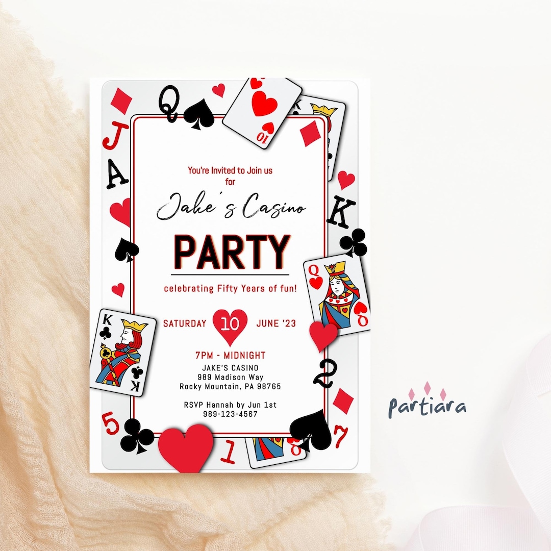 Casino Birthday Invitation Download Poker Cards Game Party Invite ...