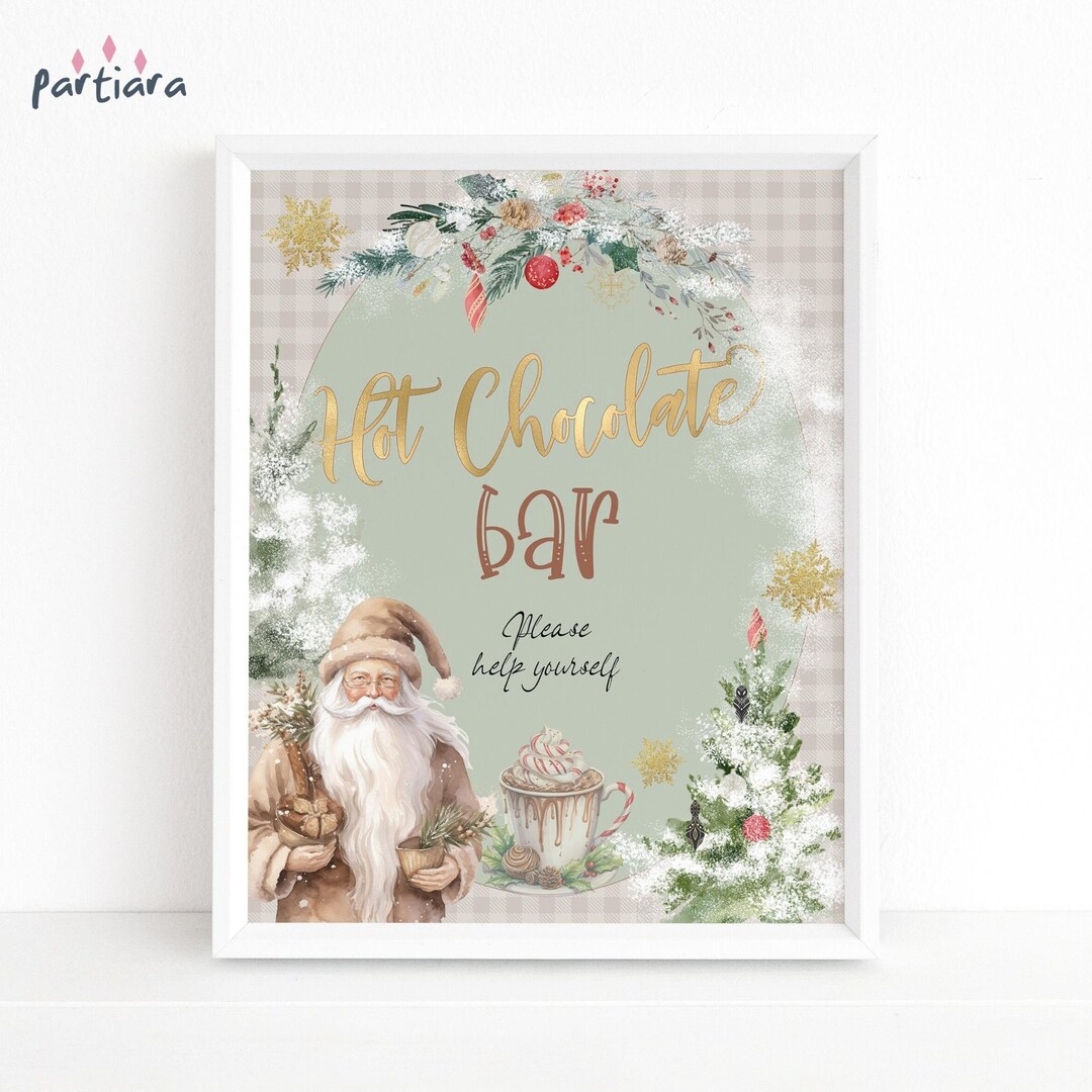 Winter Party Chocolate Bar Sign Printable, Santas Grotto Xmas Tree ...