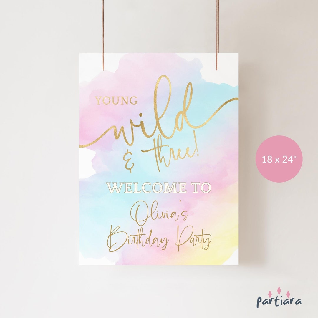 Girls 3rd Birthday Sign, Welcome Party Poster Decoration Printable ...