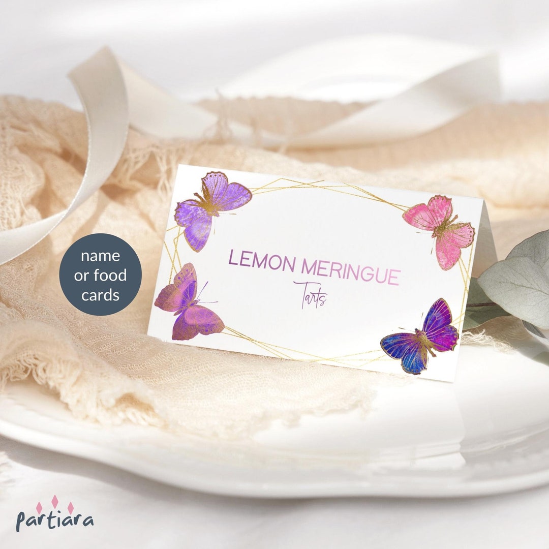 Butterfly Place Card Template, Girls Birthday Party Food Tent Labels ...